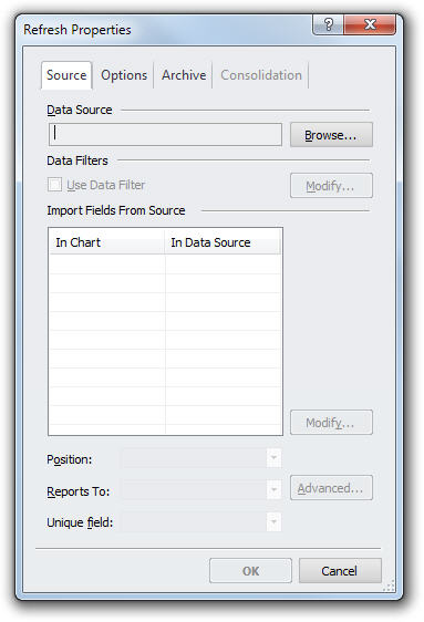 Changing Refresh Properties