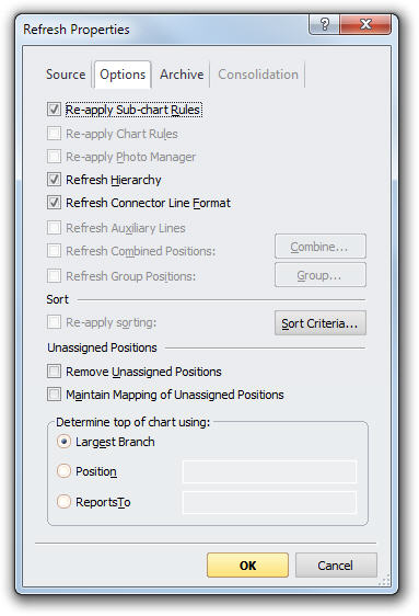 Changing Refresh Properties